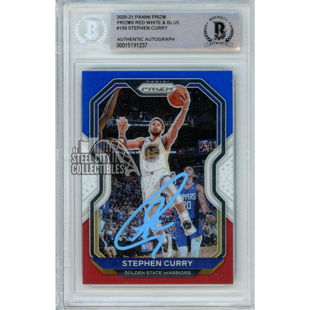 Stephen Curry 2020-21 Panini Prizm Red/White/Blue Autograph Card #159 ...