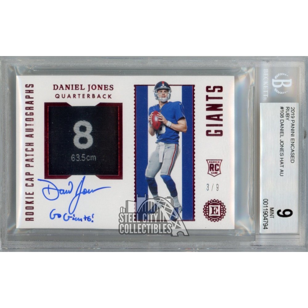 Daniel Jones 2019 Panini Encased Autograph Cap Patch Rookie Card 3/9 ...