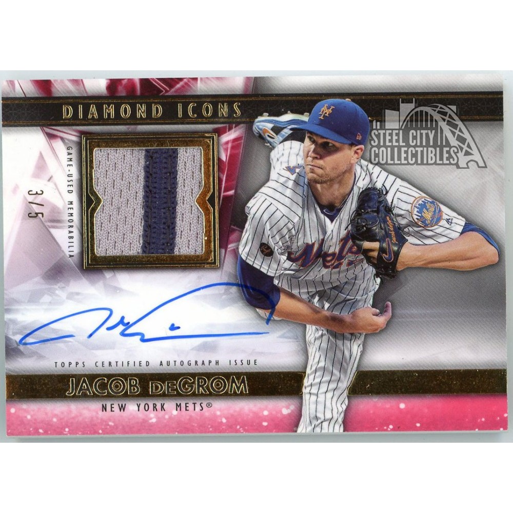 Jacob deGrom 2019 Topps Diamond Icons Red Patch Autograph Card #SPA-JD ...