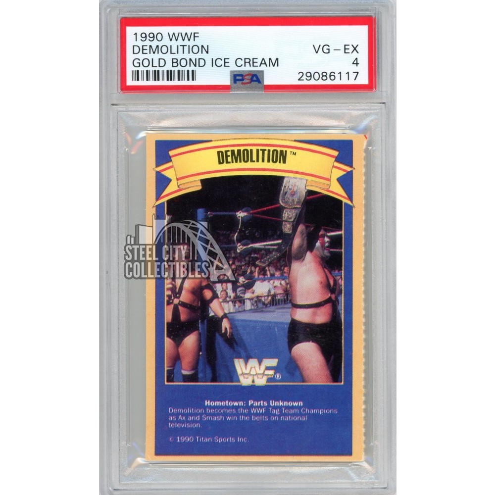 Demolition 1990 WWF Gold Bond Ice Cream Card PSA 4 | Steel City ...