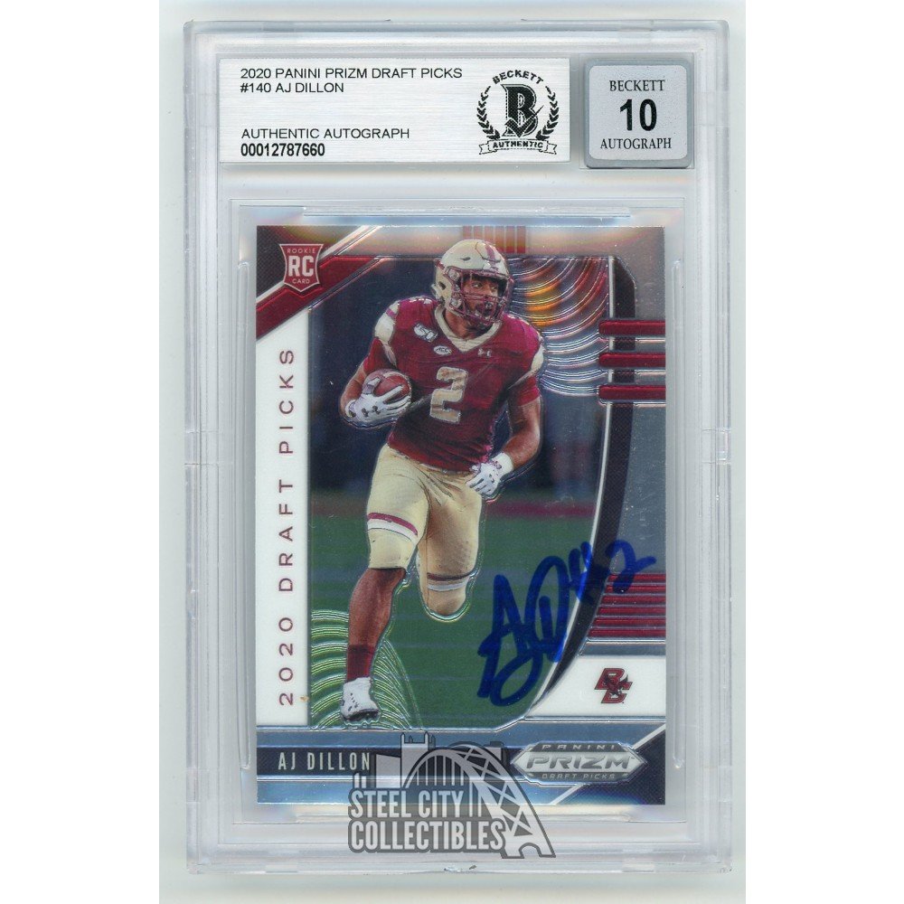 AJ Dillon 2020 Panini Prizm Draft Picks Autographed Rookie RC Card 140 ...