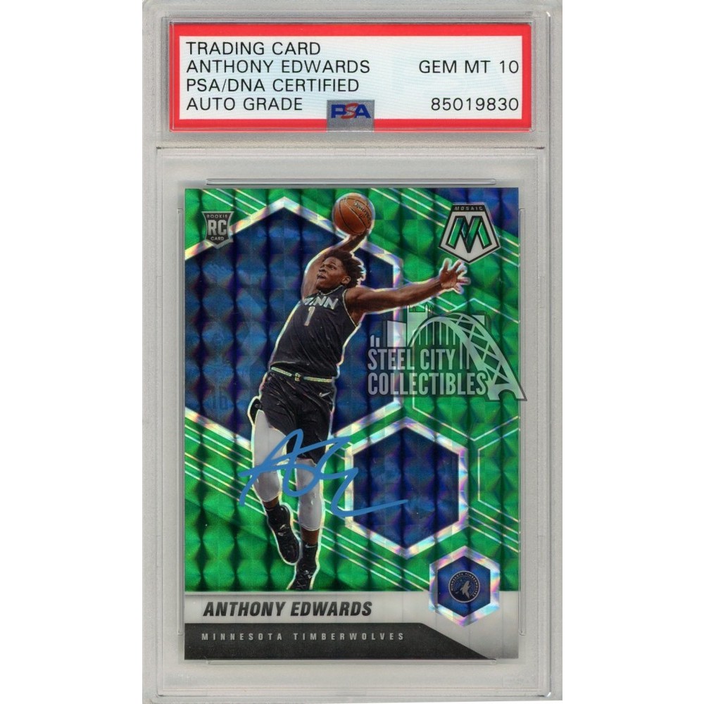 Anthony Edwards 2020-21 Panini Mosaic Green Autograph Rookie Card #201 ...