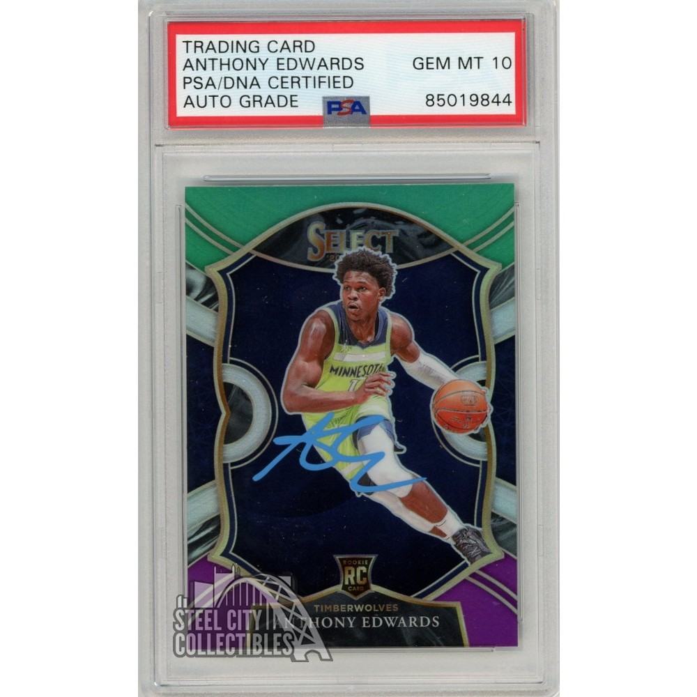 Anthony Edwards 2020-21 Panini Select Green White Purple Autograph ...