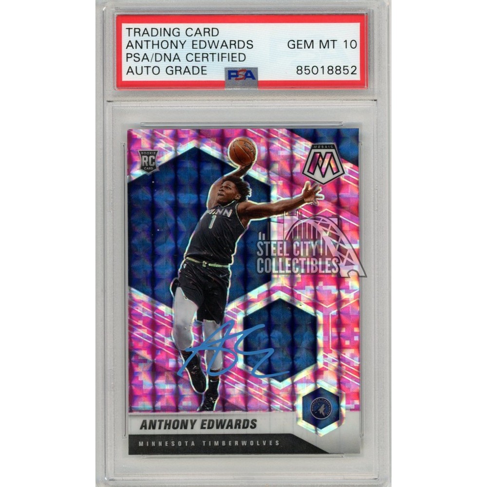 Anthony Edwards 2020-21 Panini Mosaic Pink Autograph Rookie Card #201 ...
