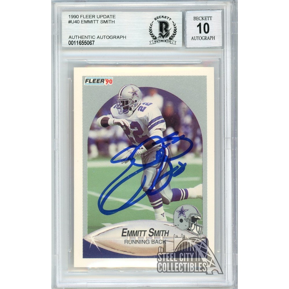 Emmitt Smith 1990 Fleer Update Autograph Card #U40 - BAS 10 | Steel ...
