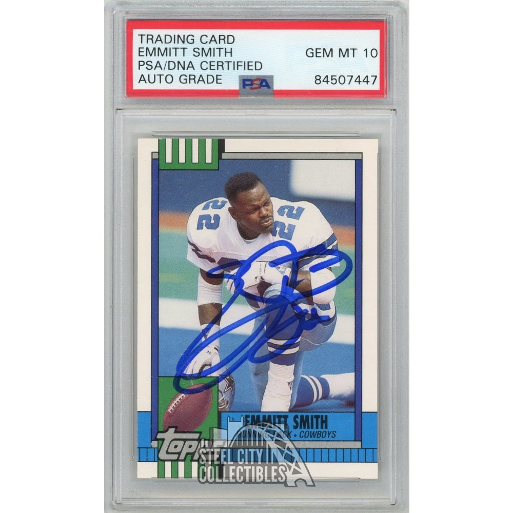 Emmitt Smith 1990 Topps Traded Autographed Card #27T - PSA/DNA 10 ...