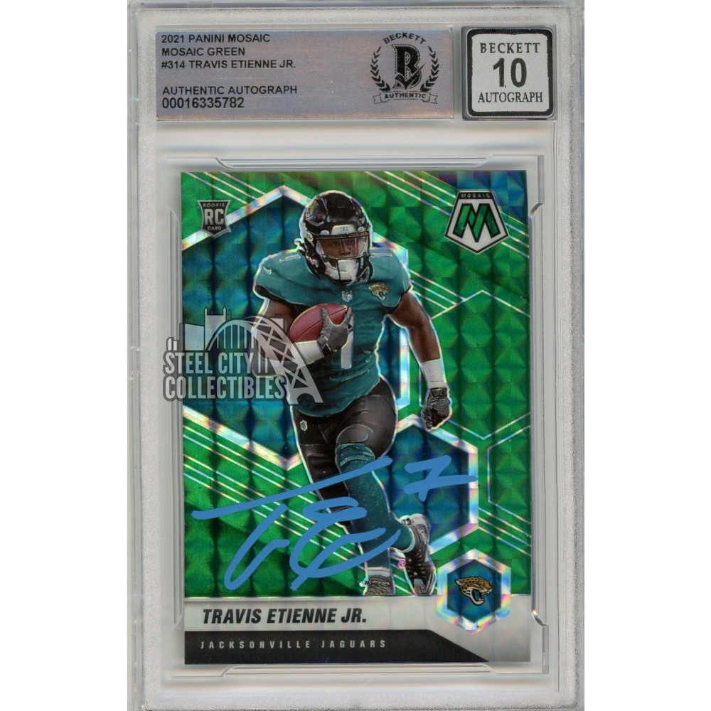 Travis Etienne Jr 2021 Panini Mosaic Green Autograph Rookie Card #314 ...