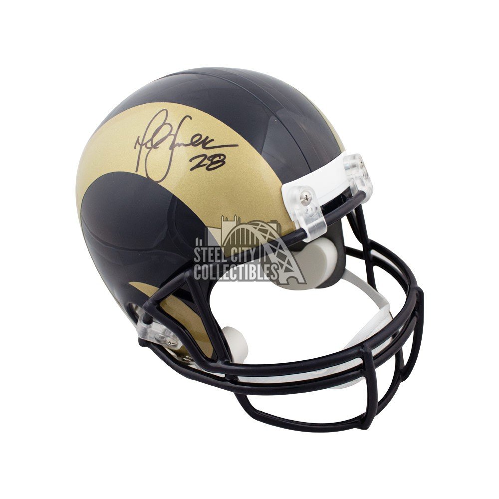 Marshall Faulk Autographed St. Louis Rams Gold Full-Size Football ...
