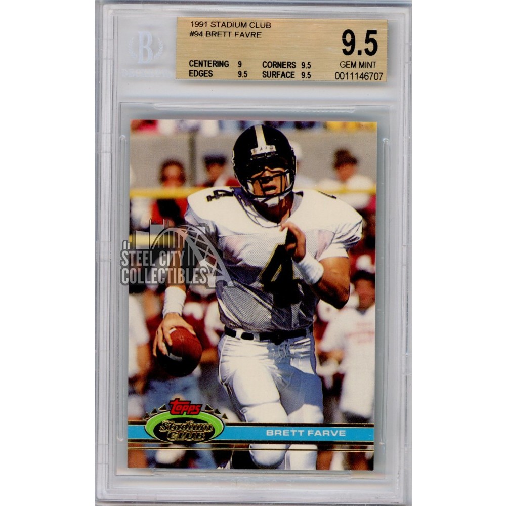 Brett Favre 1991 Topps Stadium Club Rookie Card #94 BGS 9.5 Gem Mint ...