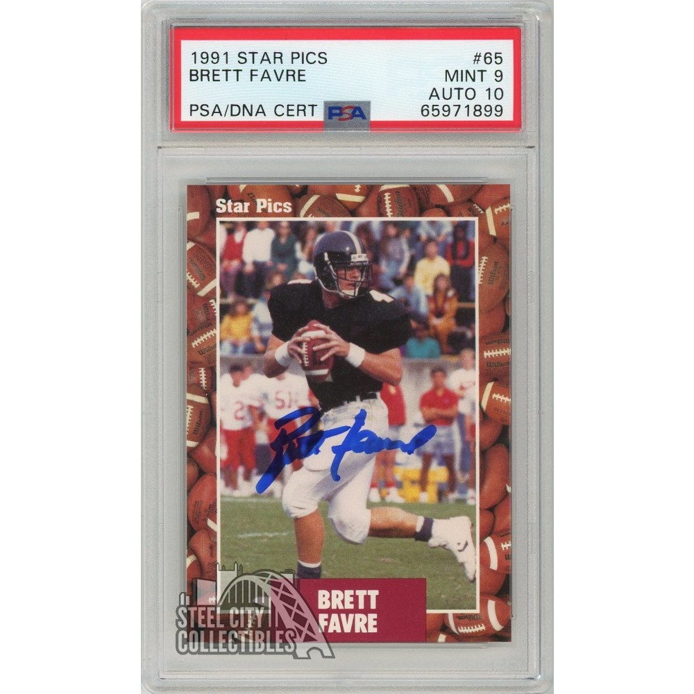 Brett Favre 1991 Star Pics Autograph Rookie Card #65 PSA 9 PSA/DNA 10 ...