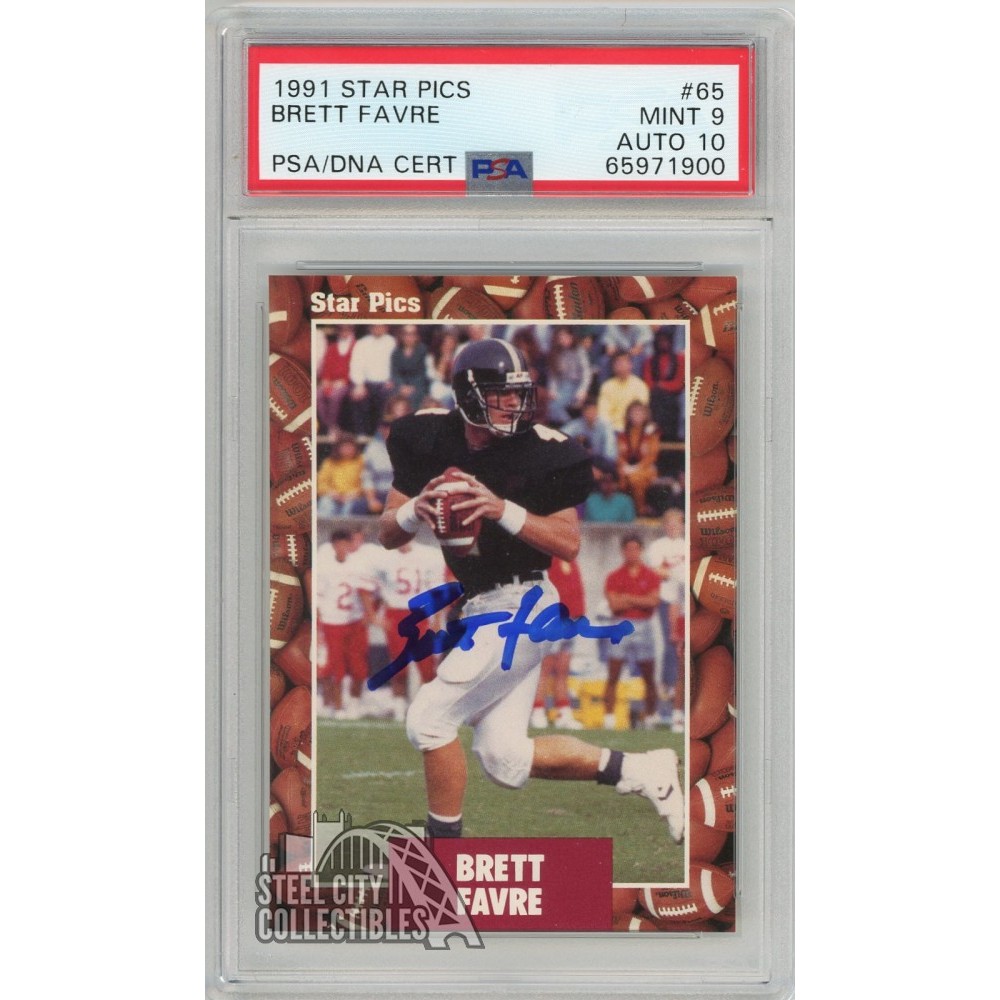 Brett Favre 1991 Star Pics Autograph Rookie Card #65 PSA 9 PSA/DNA 10 ...