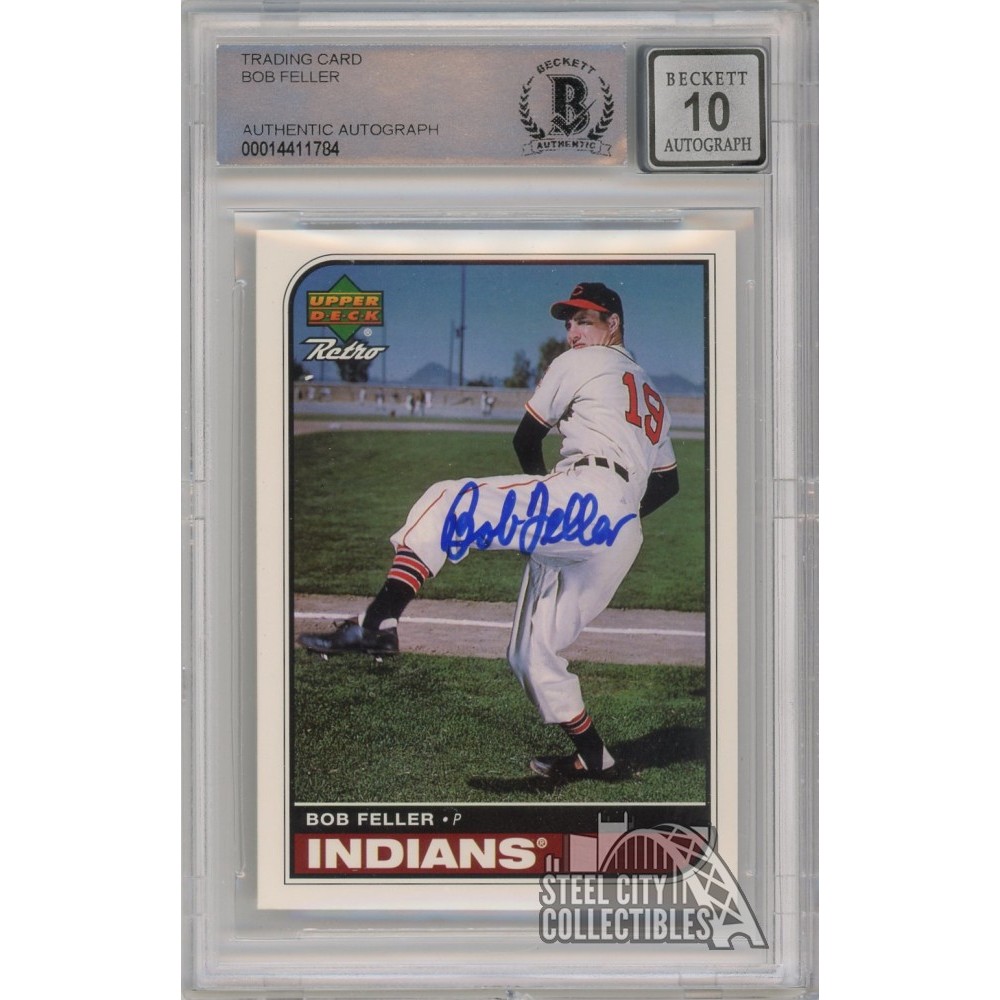 Bob Feller 1998 Upper Deck Retro Baseball Autograph Card #28 BAS 10 ...