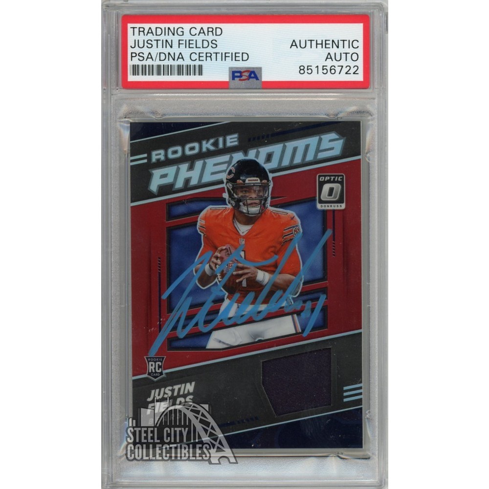 Justin Fields 2021 Panini Optic Rookie Phenoms Autograph Jersey Card # ...