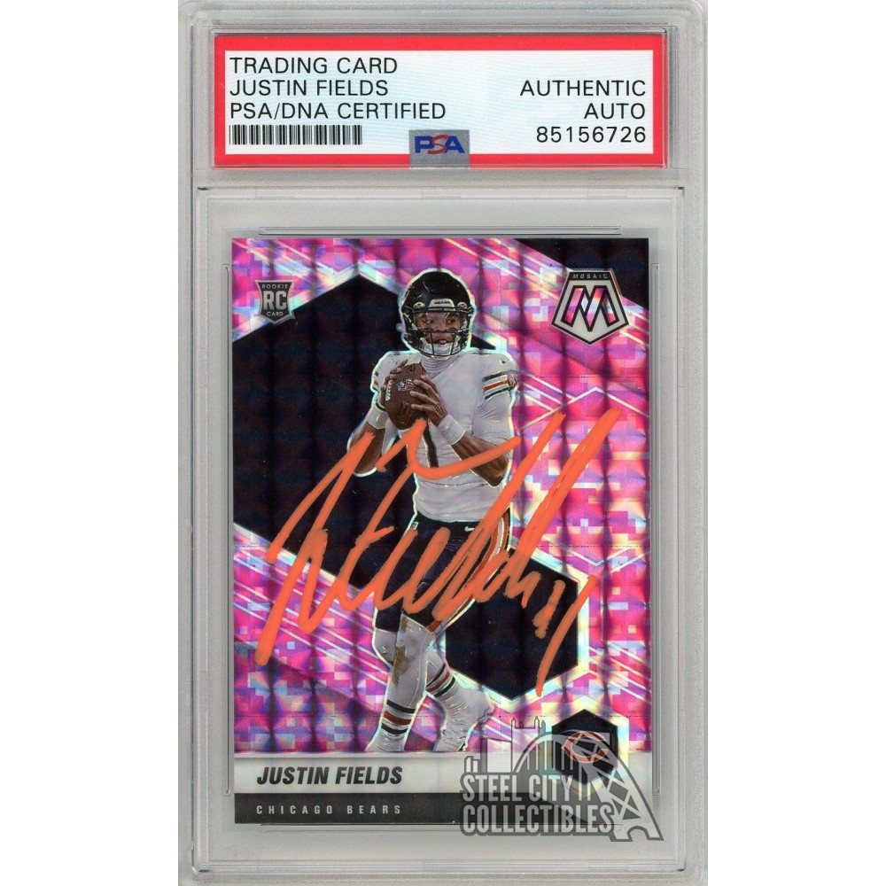 Justin Fields 2021 Panini Mosaic Pink Camo Autograph Rookie Card #304 ...