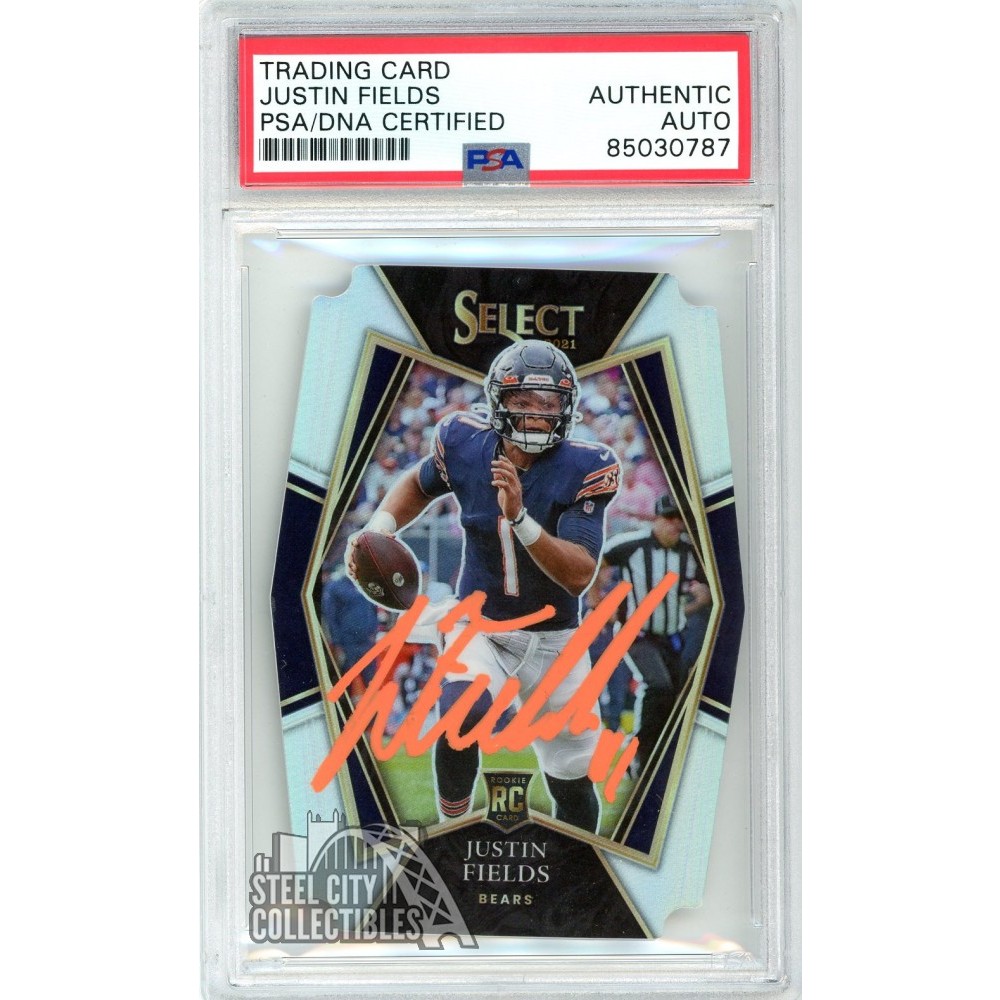Justin Fields 2021 Panini Select Premier Level Silver Die Cut Autograph ...
