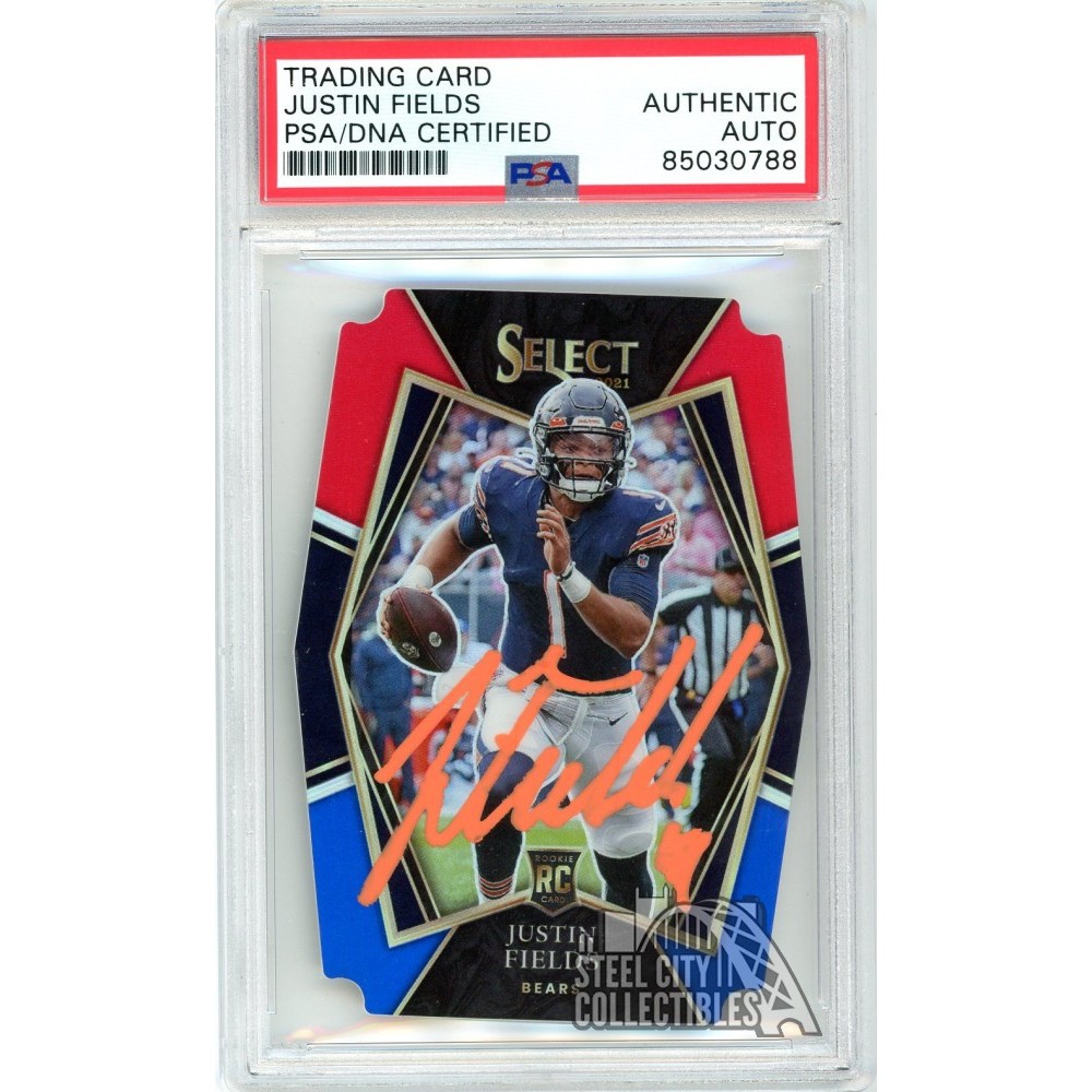 Justin Fields 2021 Panini Select Red Blue Die Cut Autograph Rookie Card ...