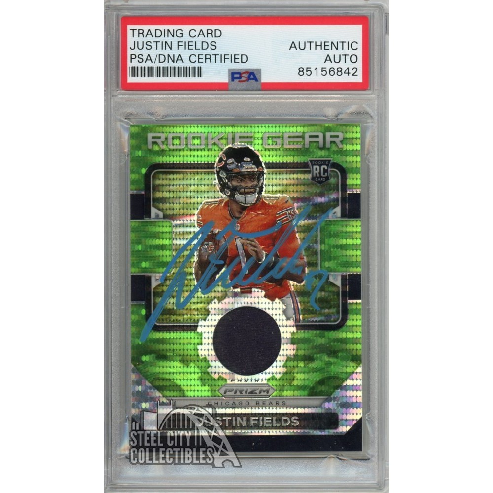 Justin Fields 2021 Panini Prizm Green Rookie Gear Autograph Jersey Card ...