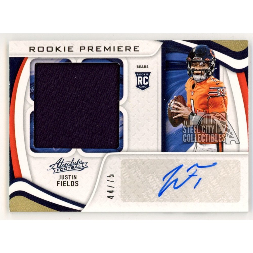Justin Fields 2021 Panini Absolute Autograph Rookie Jersey Card #208 44 ...