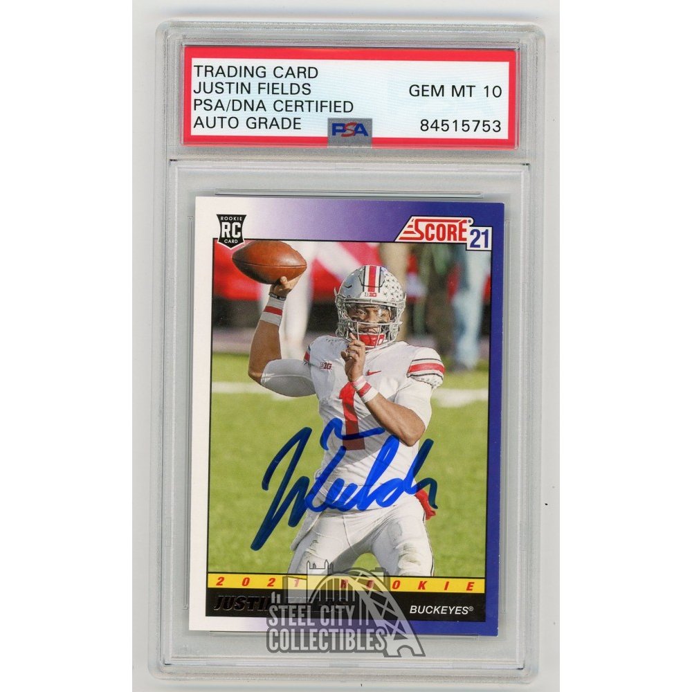 Justin Fields 2021 Score Autographed Rookie RC Card #TB2 - PSA/DNA 10 ...