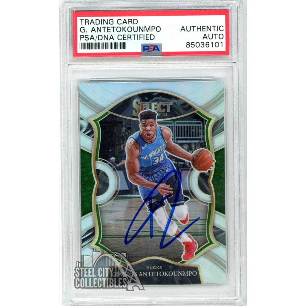Giannis Antetokounmpo 2020-21 Panini Select Silver Autograph Card #54 ...