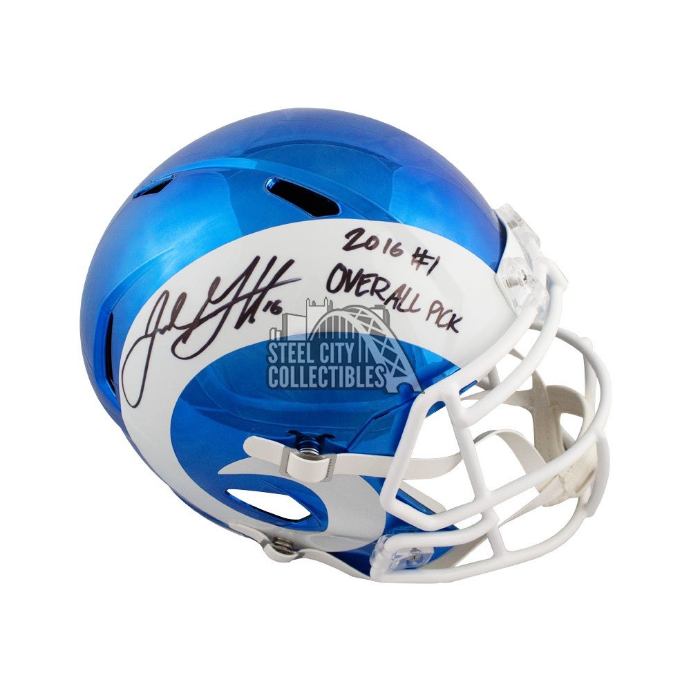 Jared Goff 1st Overall Pick Autographed Rams Chrome Full-Size Football ...