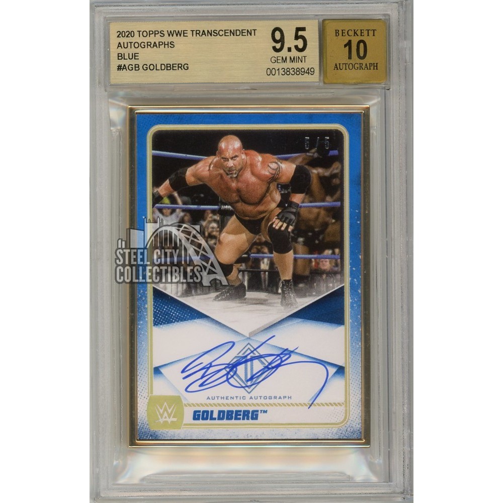 Goldberg 2020 Topps Transcendent WWE Blue Autograph Card 5/5 BGS 9.5 ...
