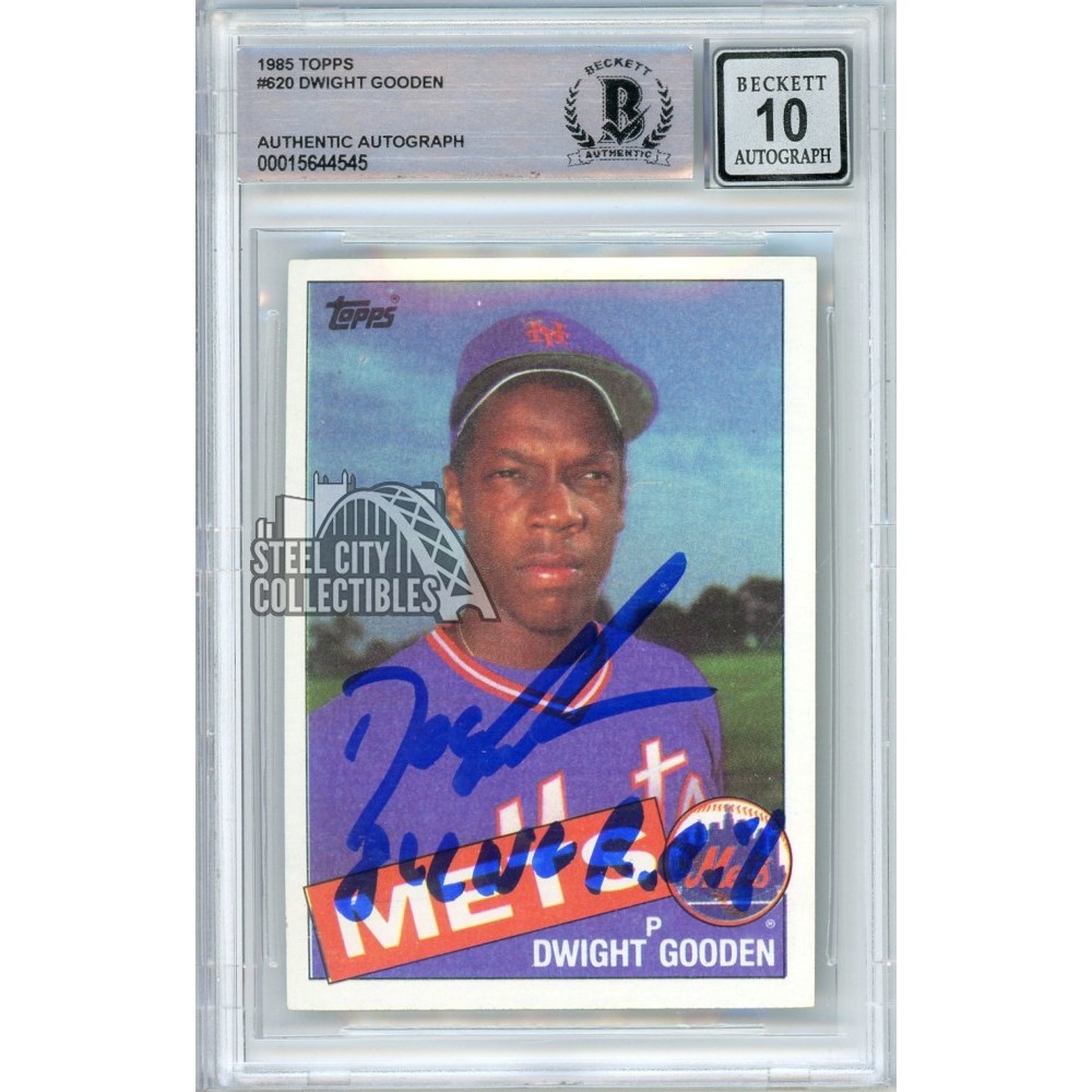 Dwight Gooden 1985 Topps "84 NL ROY" Autograph Rookie Card #620 BAS 10 ...