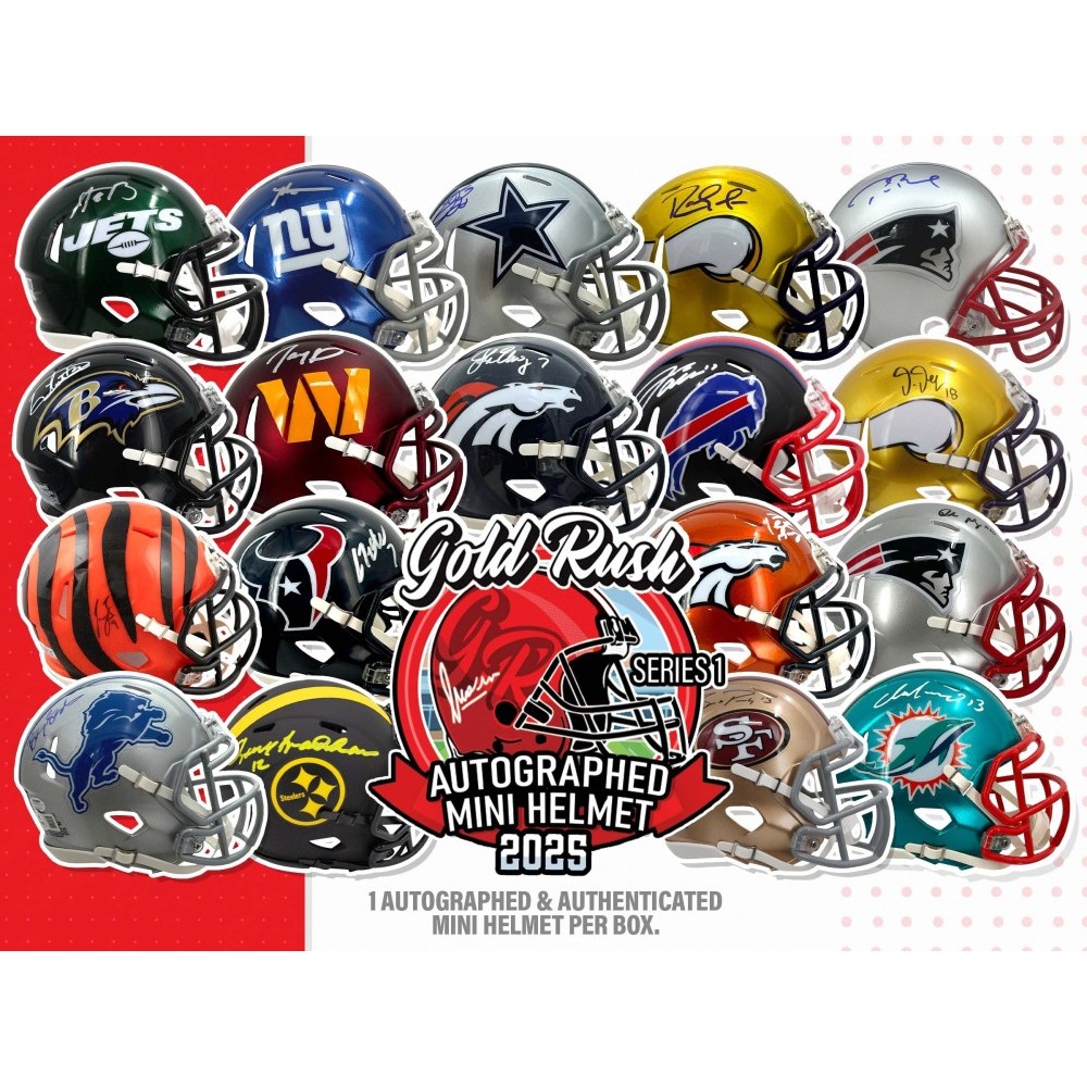 2025 Gold Rush Autographed Mini Helmet Football Edition Series 1 12-Box ...