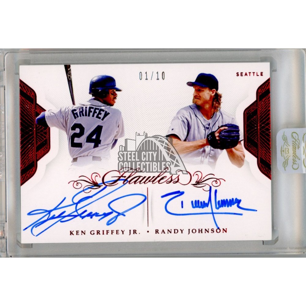 Ken Griffey Jr/Randy Johnson 2020 Panini Flawless Red Autograph Card # ...