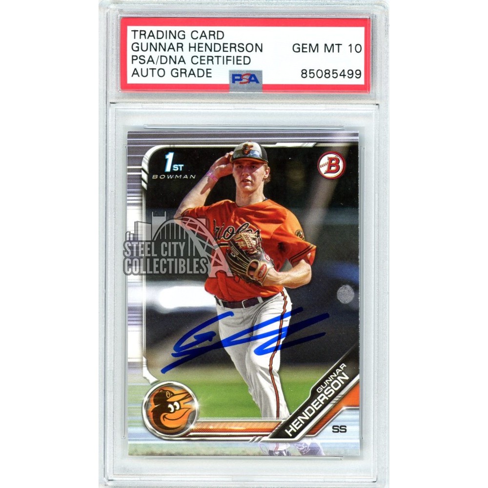 Gunnar Henderson 2019 1st Bowman Autograph Card #BD-22 PSA/DNA 10 | Steel City Collectibles