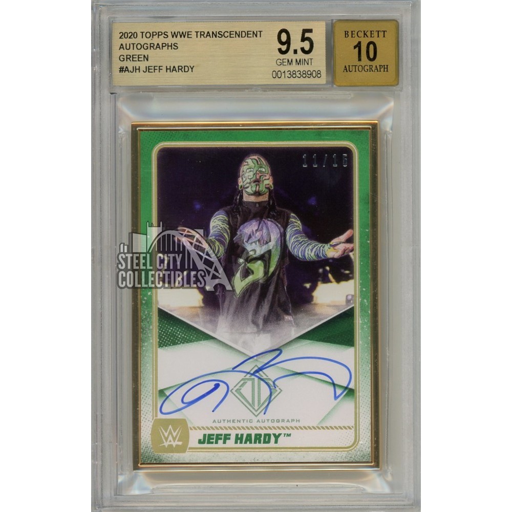 Jeff Hardy 2020 Topps Transcendent WWE Green Autograph Card 11/15 BGS 9 ...