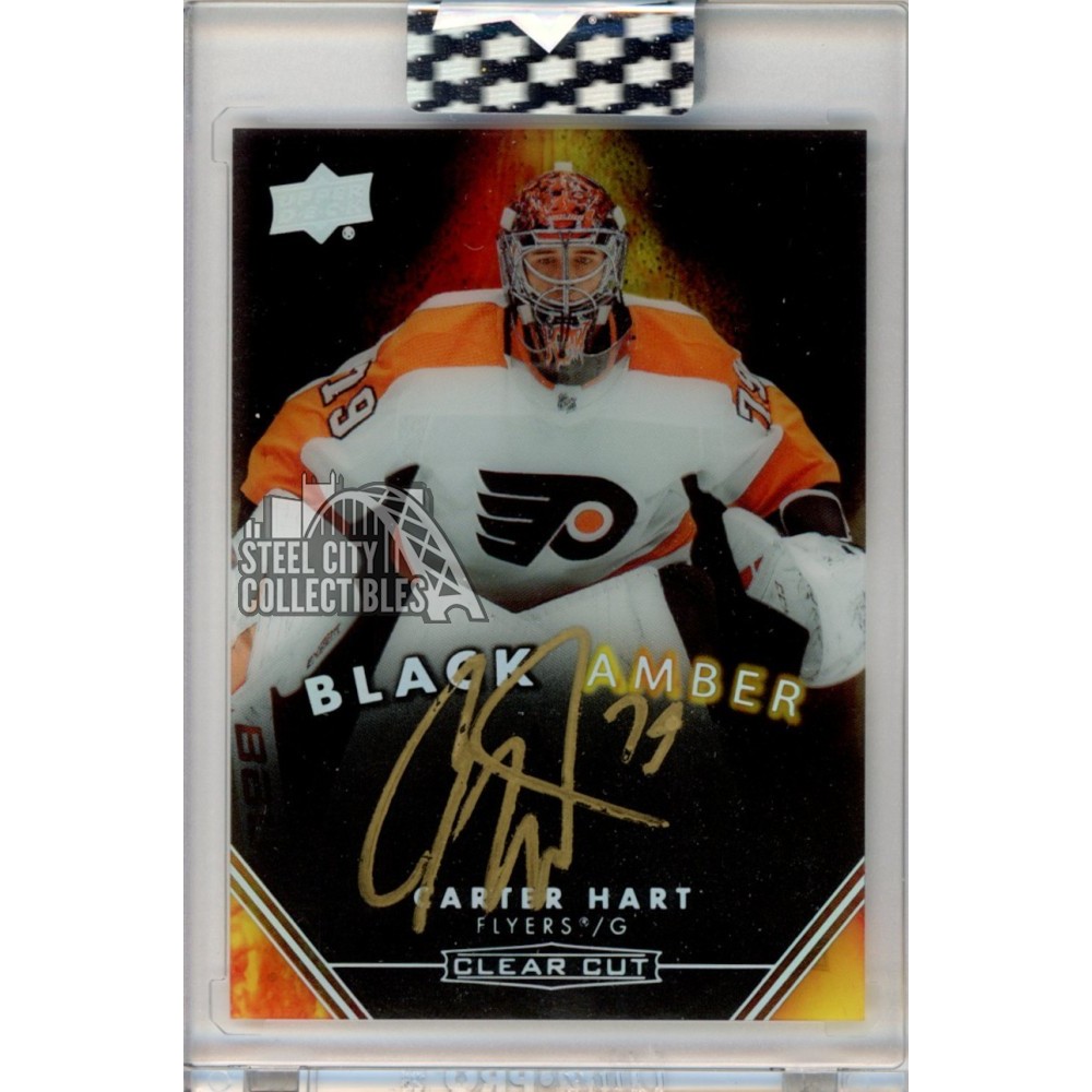 Carter Hart 2019-20 Upper Deck Clear Cut Black Amber Autograph Card ...