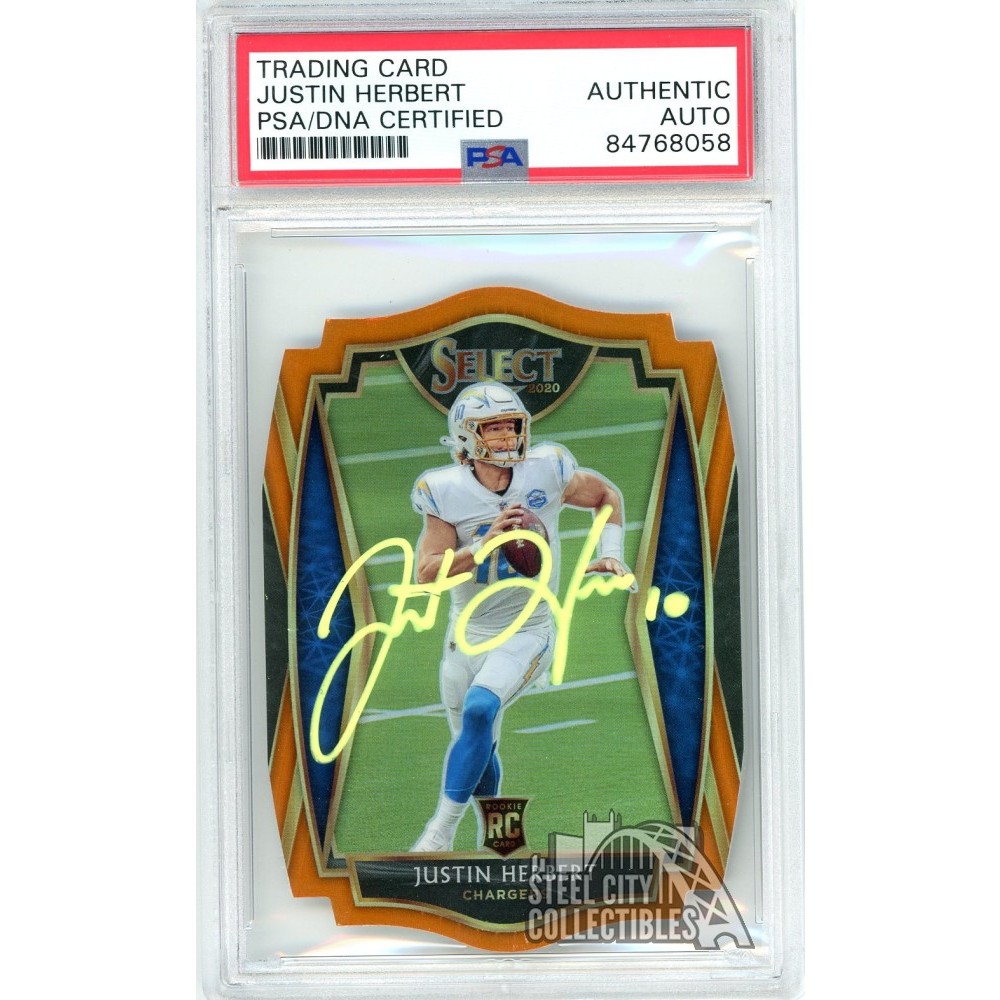 Justin Herbert 2020 Select Premier Level Orange Die Cut Autograph ...