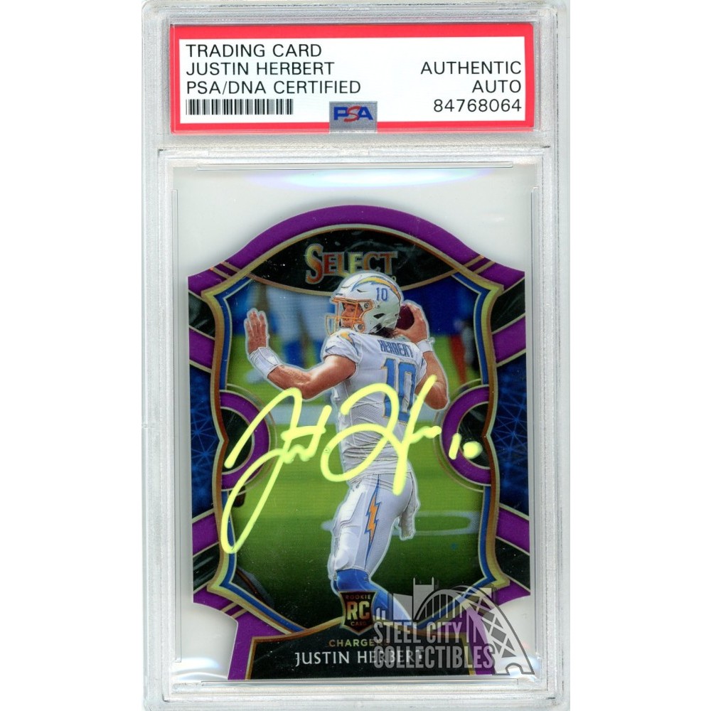 Justin Herbert 2020 Select Concourse Die Cut Purple Prizm Rookie ...