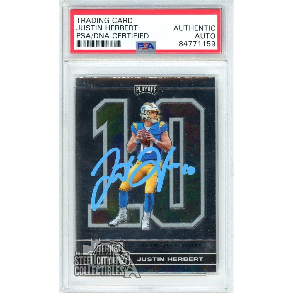 Justin Herbert 2020 Panini Playoff Numbers Autograph Rookie Card #BTN ...