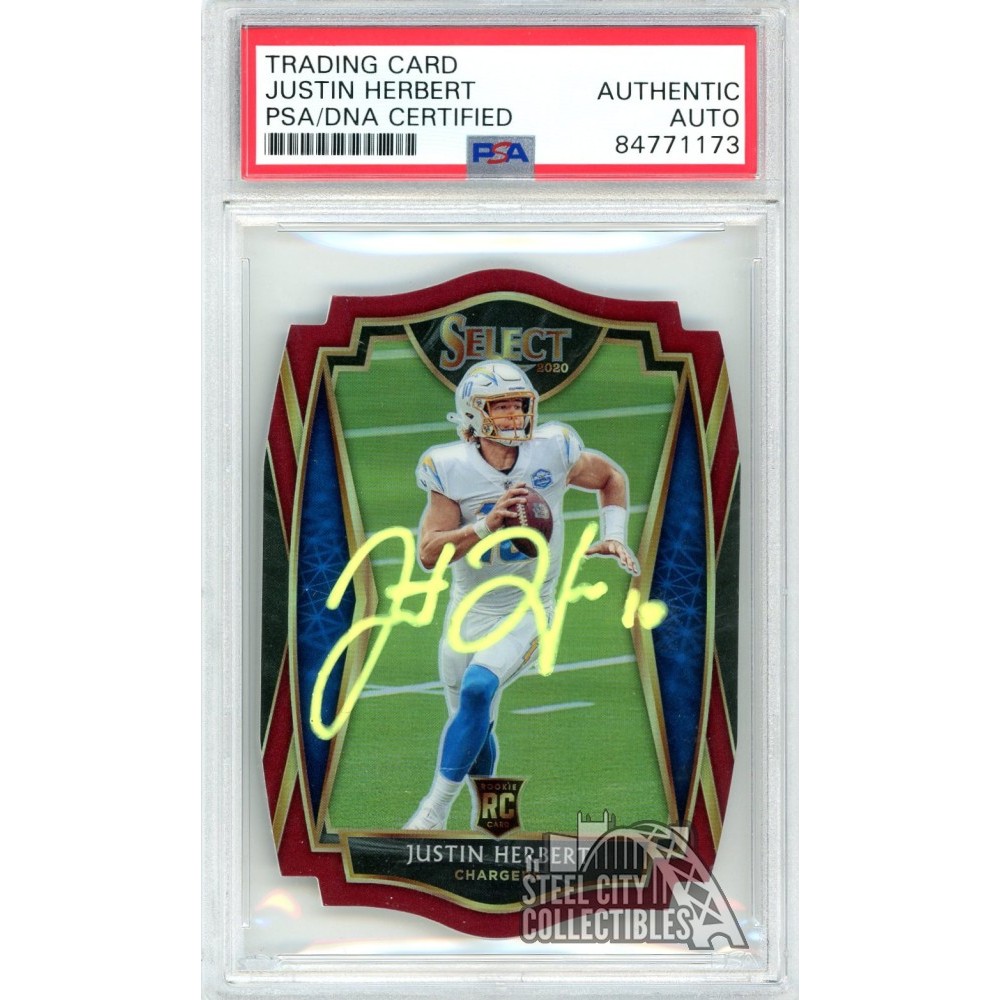 Justin Herbert 2020 Select Premier Level Maroon Die Cut Autograph ...