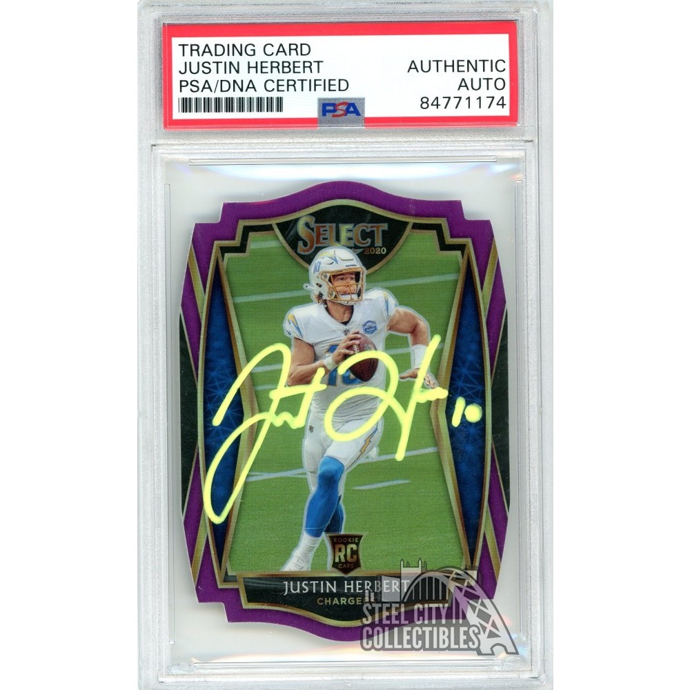 Justin Herbert 2020 Select Premier Level Purple Die Cut Autograph ...