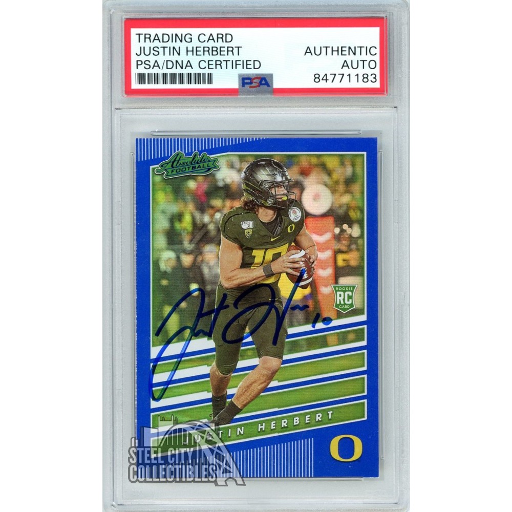 Justin Herbert 2020 Panini Chronicles Draft Absolute Blue Autograph ...