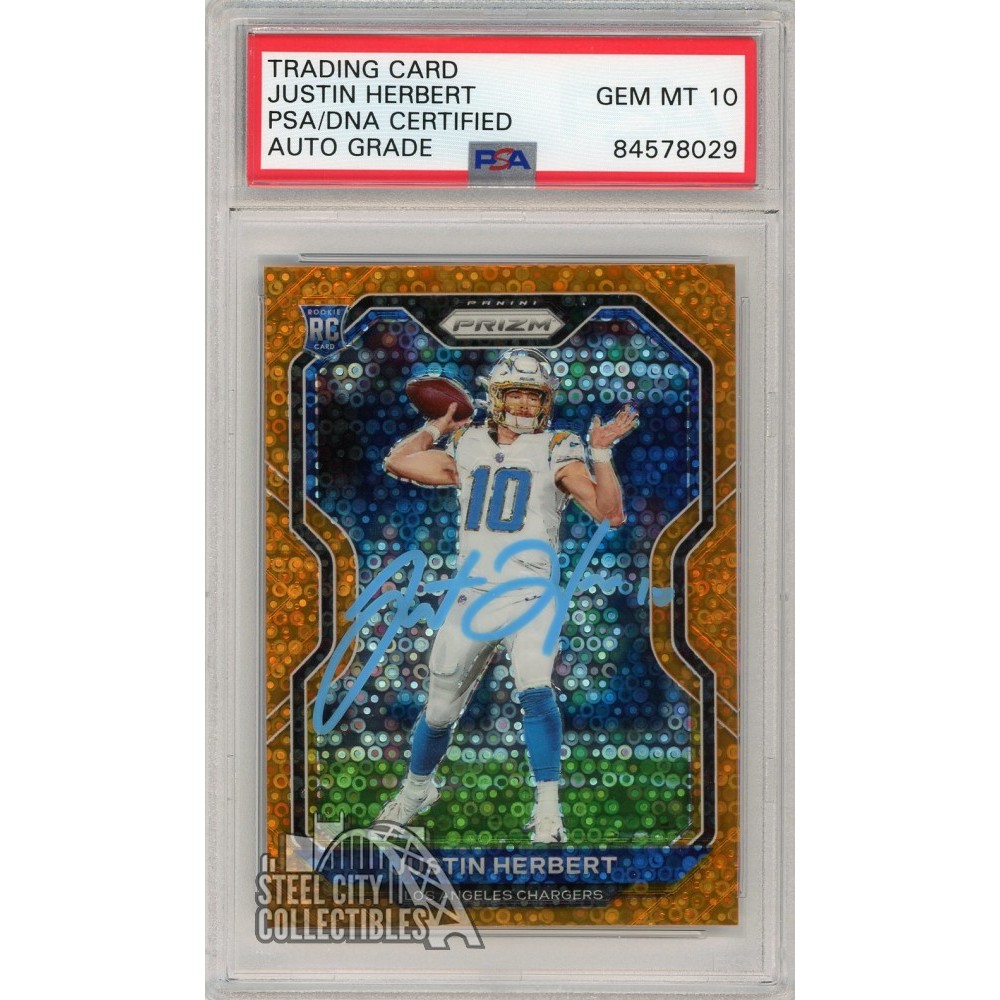 Justin Herbert 2020 Panini Prizm Orange Disco Autograph Rookie Card ...