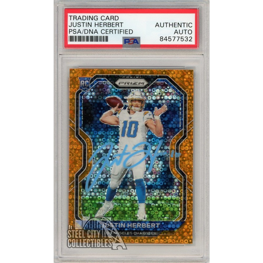 Justin Herbert 2020 Panini Prizm Orange Disco Autograph Rookie Card ...
