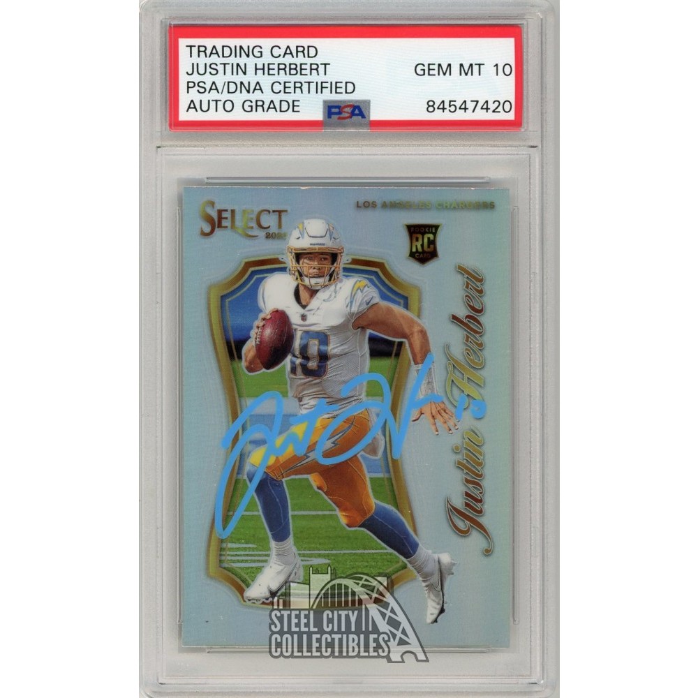 Justin Herbert 2020 Select Certified Silver Autograph Rookie Card #SCR-4 PSA/DNA 10 | Steel City ...