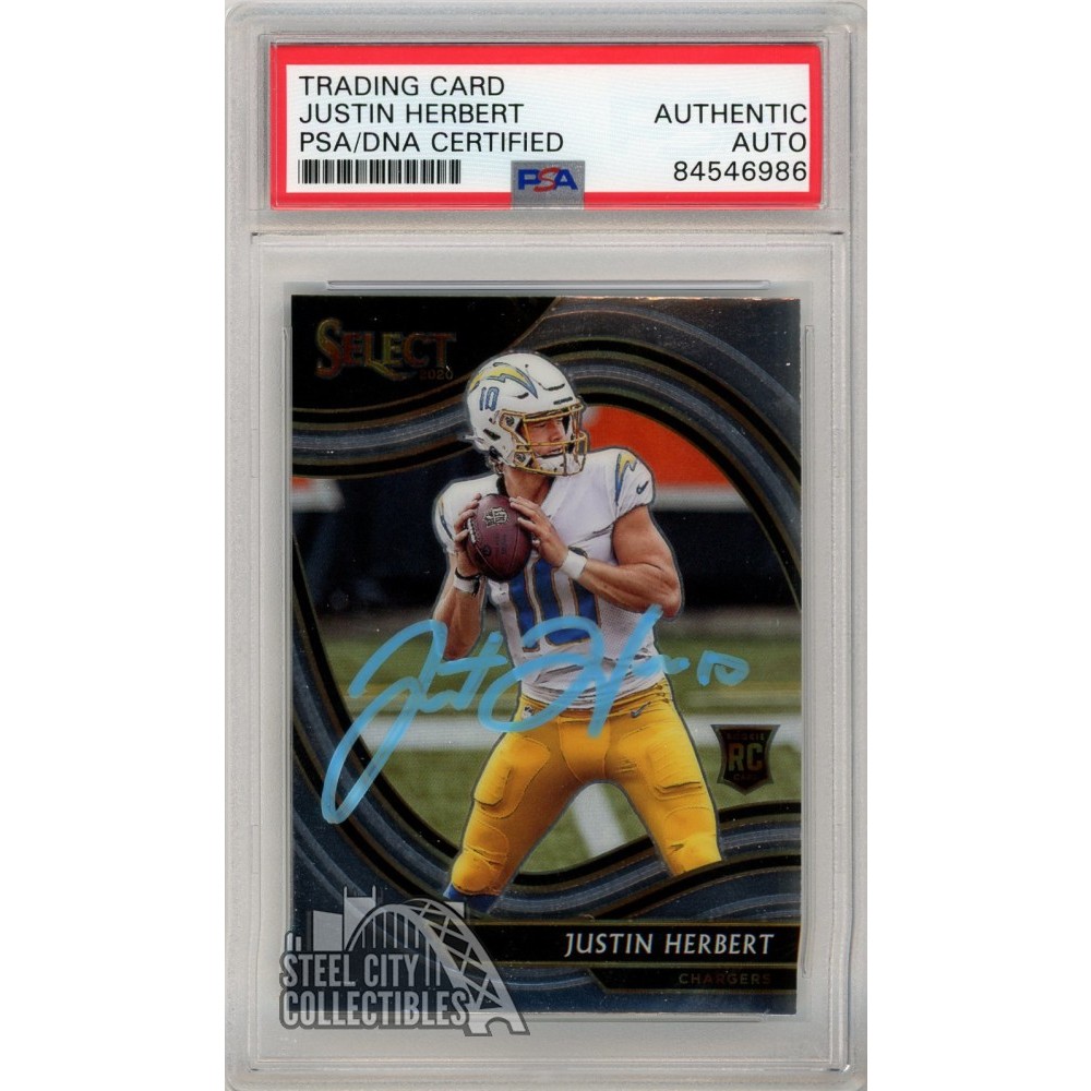 Justin Herbert 2020 Panini Select Field Level Autograph Rookie Card ...