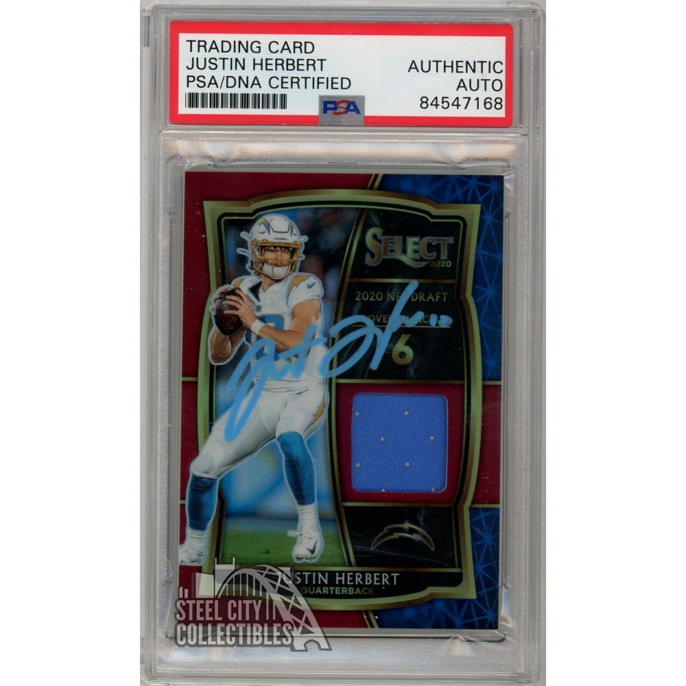 Justin Herbert 2020 Panini Select Draft Red Jersey Autograph Rookie #DS ...