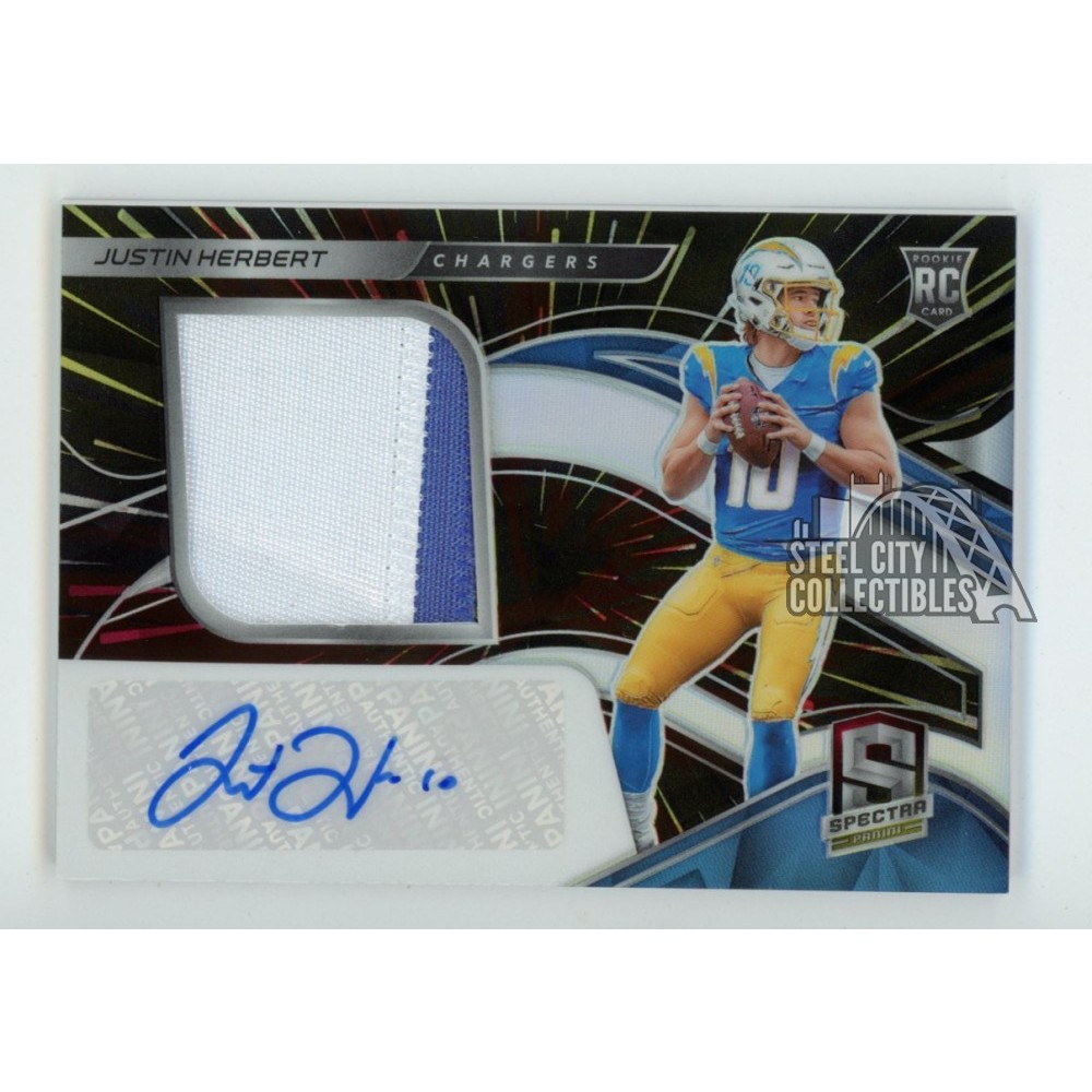 Justin Herbert 2020 Panini Spectra Autograph Patch Rookie Card #203 31/75 | Steel City Collectibles