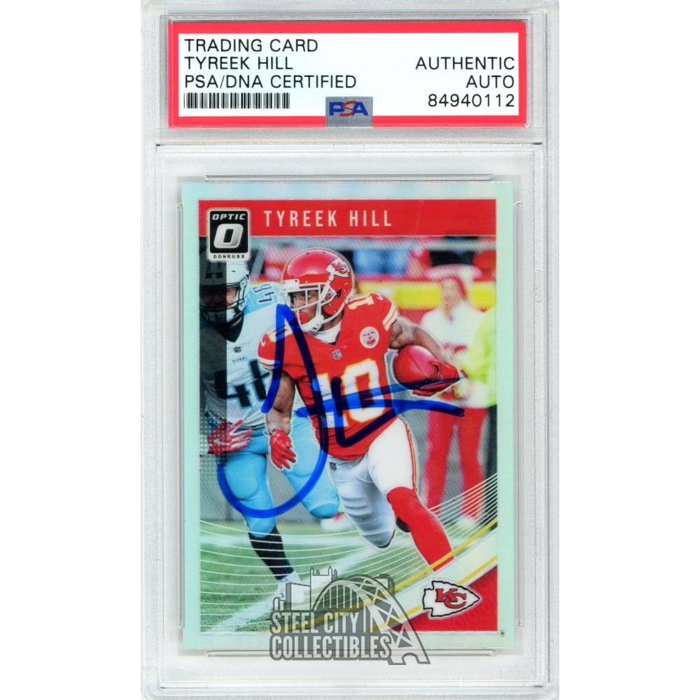 Tyreek Hill 2018 Panini Donruss Optic Holo Autograph Card #51 PSA/DNA ...