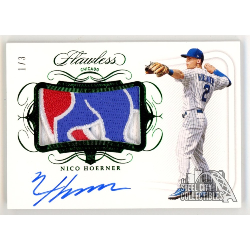 Nico Hoerner 2020 Panini Flawless Emerald Autograph Logo Patch Card 1/3 ...