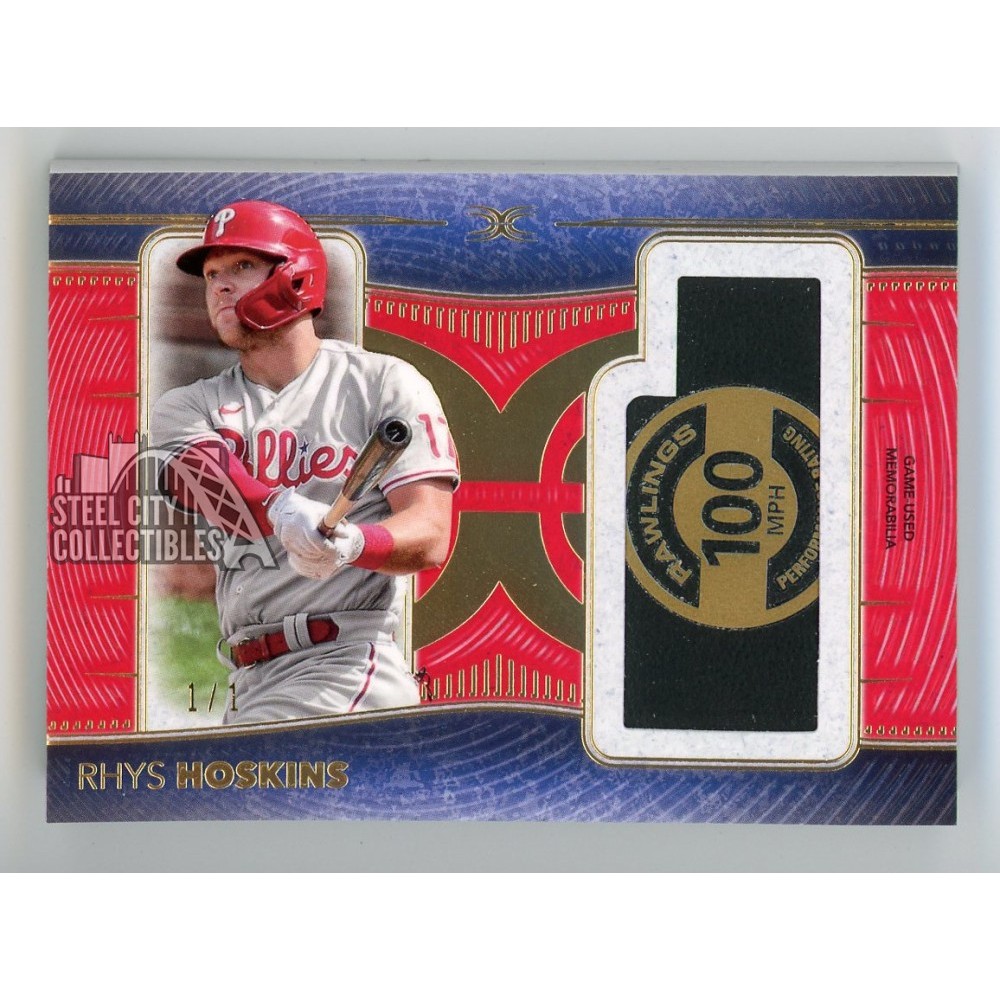 Rhys Hoskins 2021 Topps Definitive Baseball Helmet Patch Card 1/1 ...