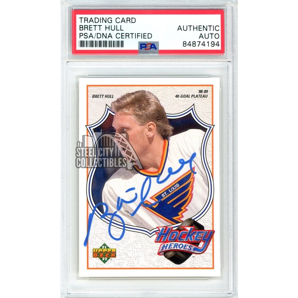 Brett Hull 1991-92 Upper Deck Hockey Heroes Autograph Card #6 PSA/DNA ...