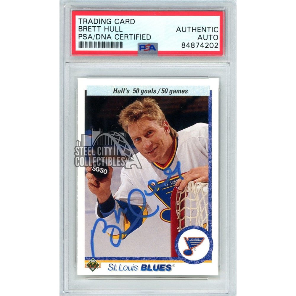 Brett Hull 1990-91 Upper Deck Autograph Card #546 PSA/DNA (Light Blue ...