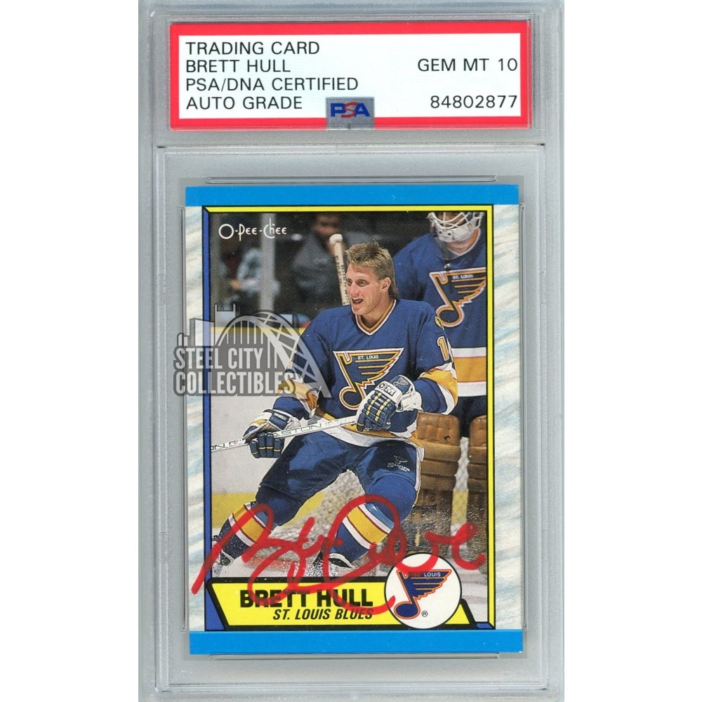 Brett Hull 1989-90 O-Pee-Chee Autograph Card #186 PSA/DNA 10 (Red ...
